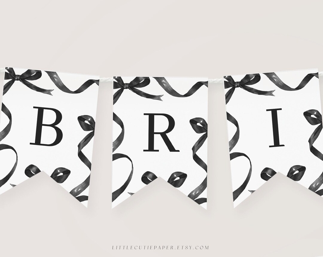 Editable Black Bow Bridal Shower Bride to Be Banner Template, Bridal ...