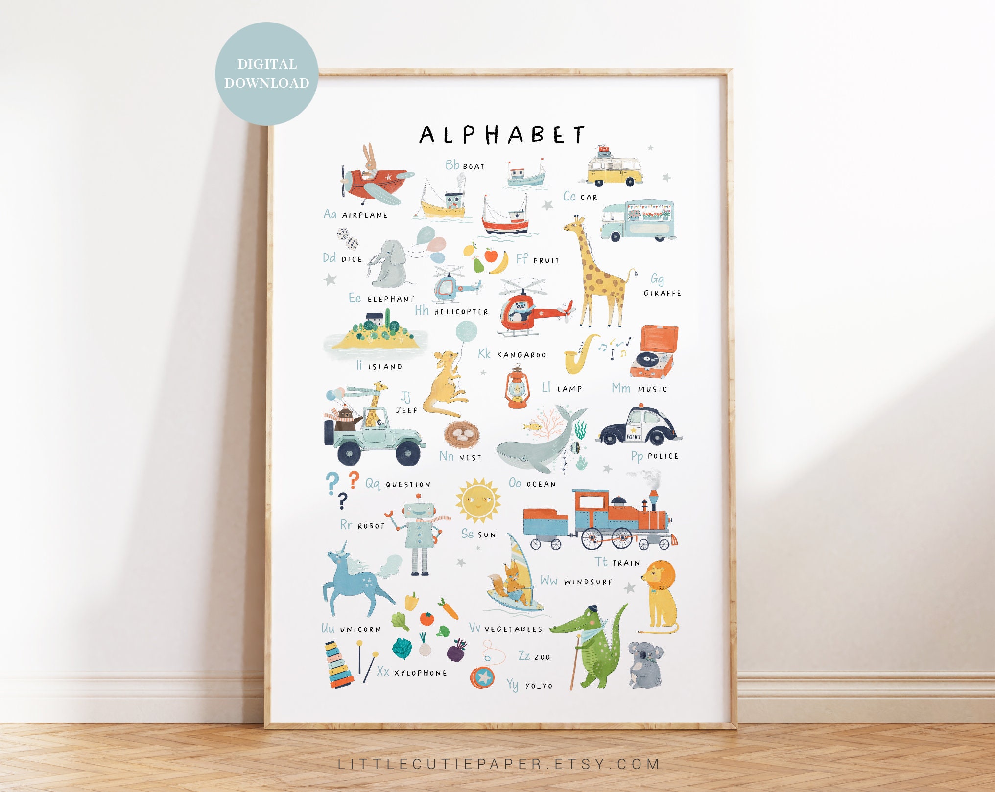 ABC Poster for Kids Digital Download, Kid Alphabet Poster, ABC Poster ...