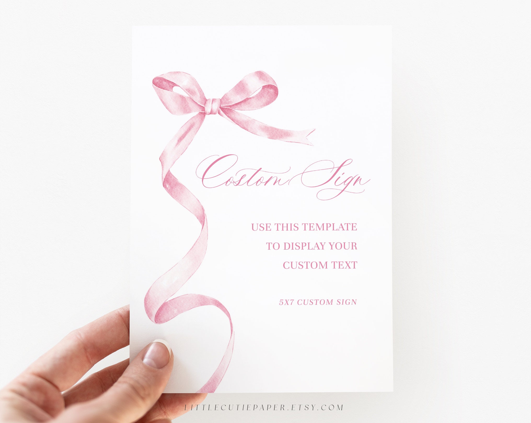 Editable Pink Bow Baby Shower Sign, Pink Ribbon Birthday Sign ...