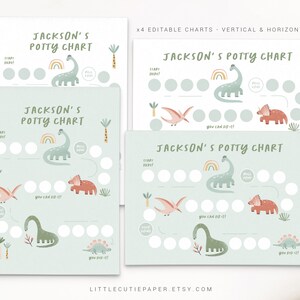 Editable Dinosaur Potty Chart, Dino Potty Chart Training Reward Chart ...