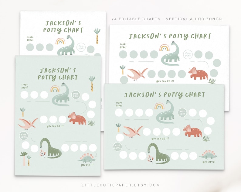 Editable Dinosaur Potty Chart, Dino Potty Chart Training Reward Chart ...