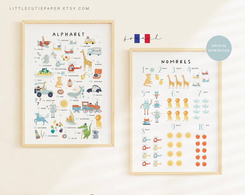 French Alphabet and Number Poster, Learn French, Français Alphabet ...