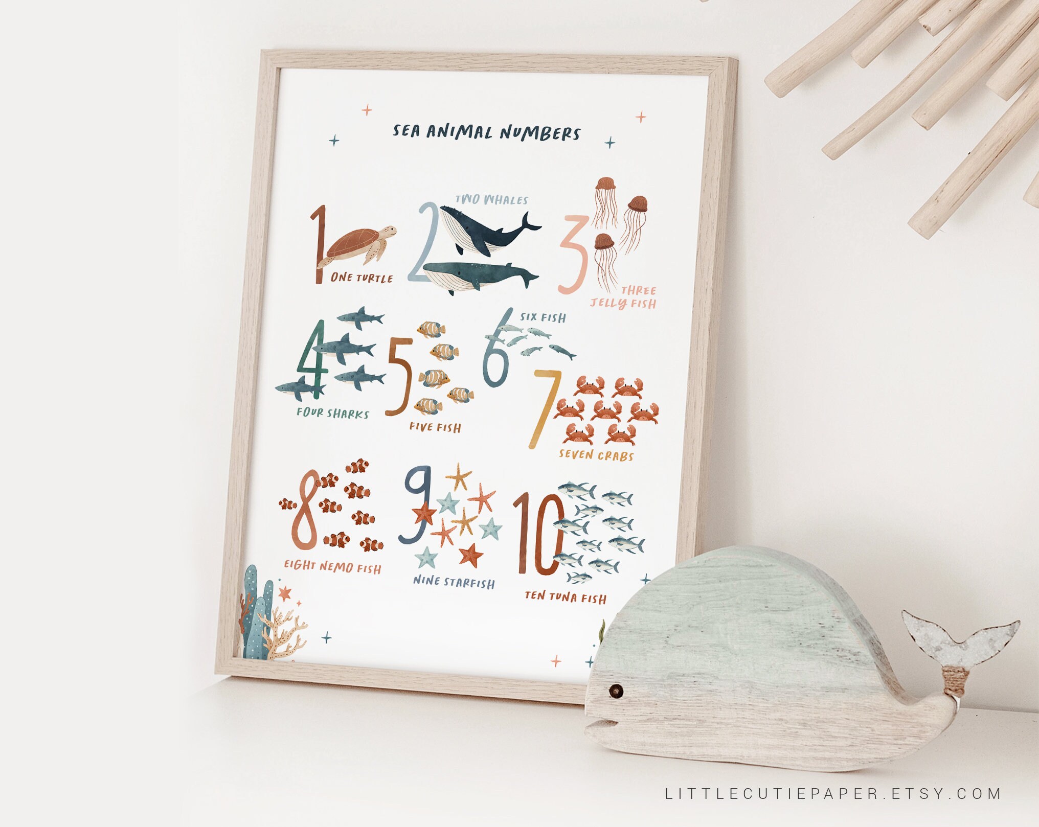 Sea Ocean Animal Counting Poster Digital Download, Learn to Count 1-10 ...