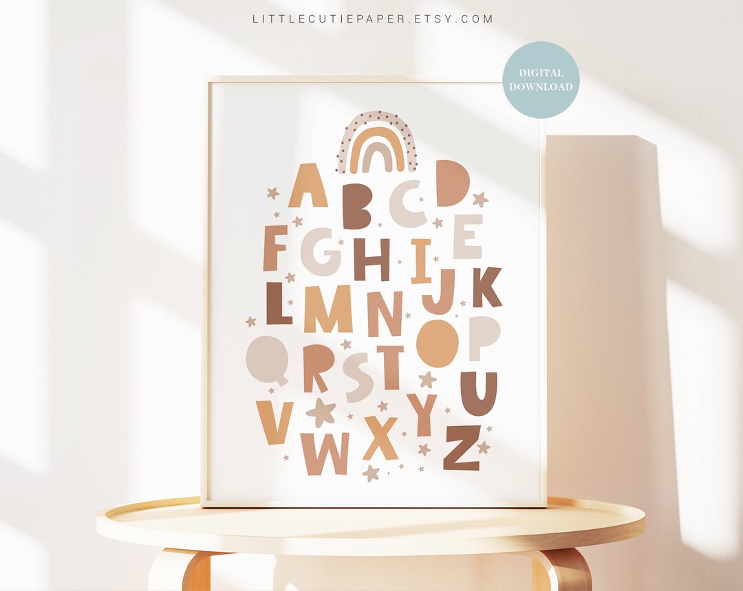 Boho Alphabet Poster Digital Download, Boho Alphabet Print, Boho ...