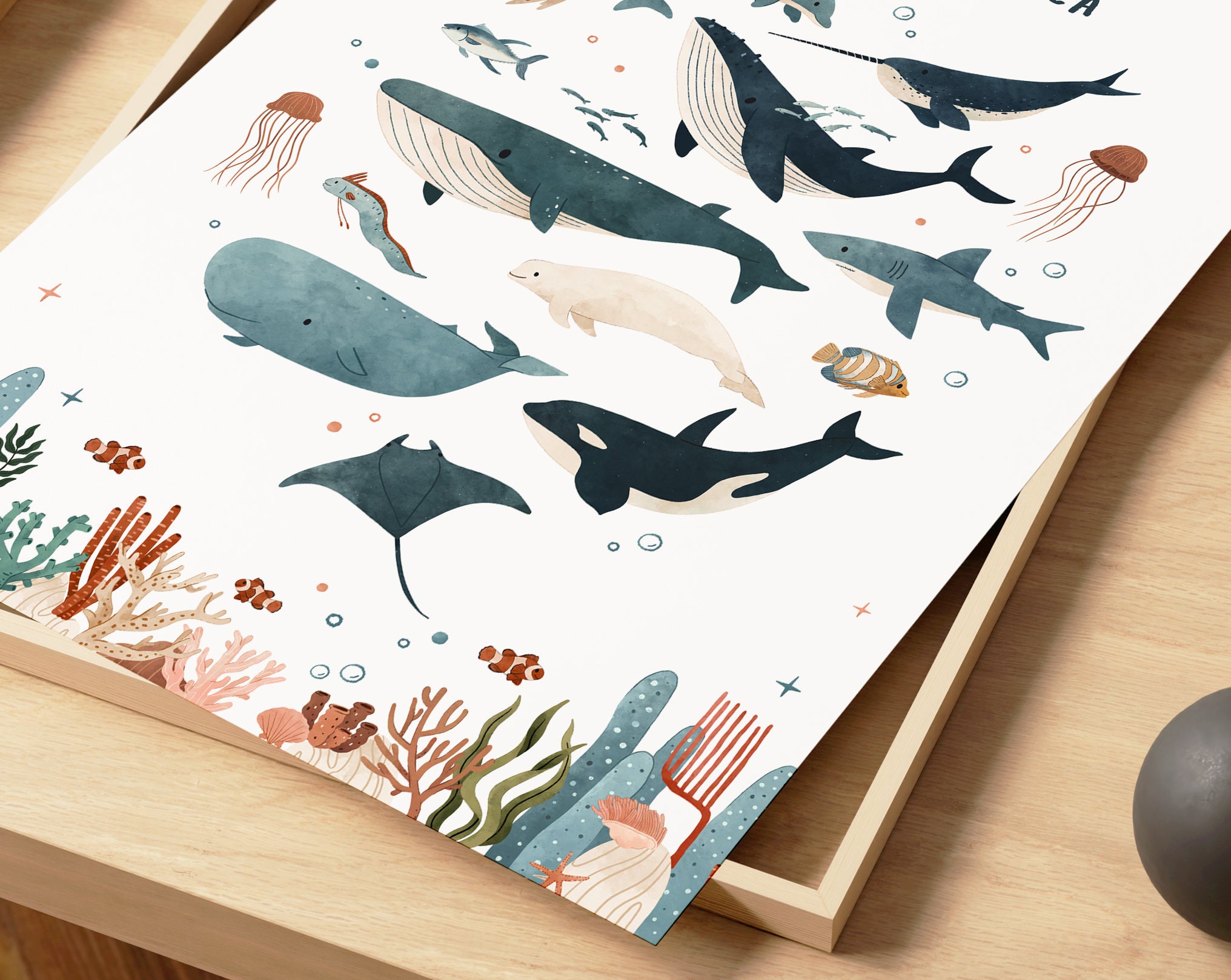 Sea Creature Print Digital Download, Sea Life Nursery Art, Ocean ...