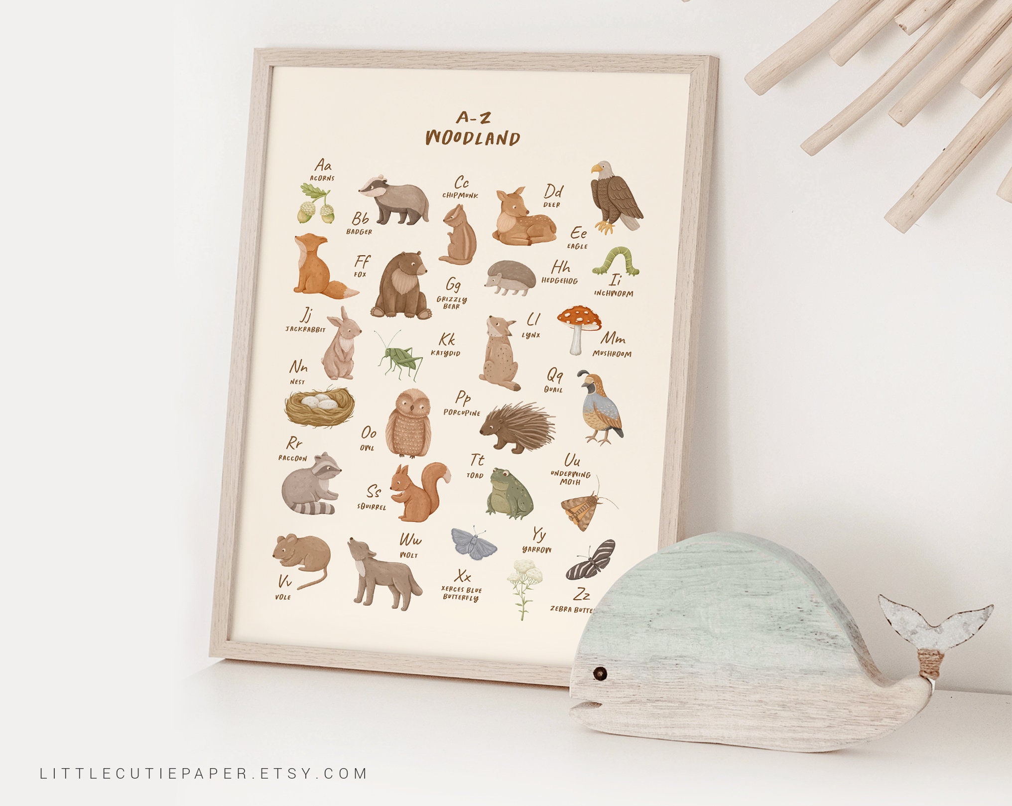 Boho Woodland Alphabet Poster Nursery Digital Download, Animal Alphabet ...