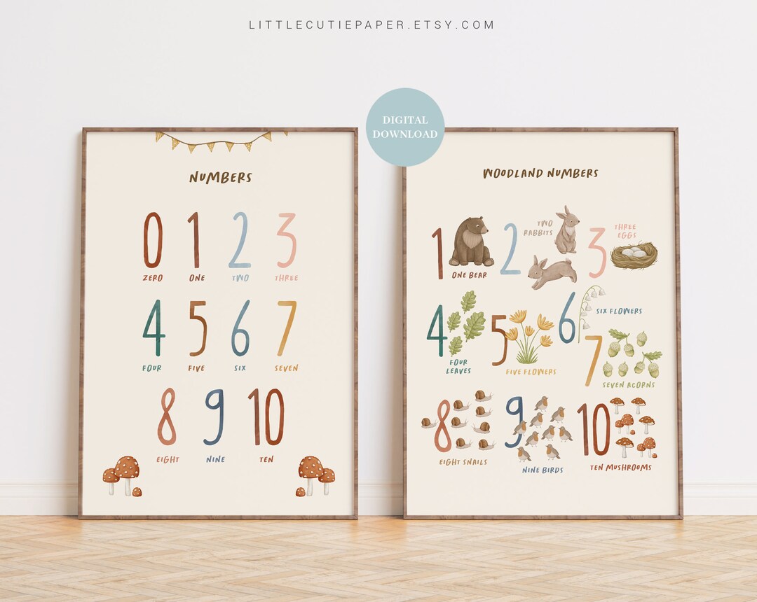 2 Woodland Numbers, Woodland 123 Poster, Woodland Number Poster Numbers ...