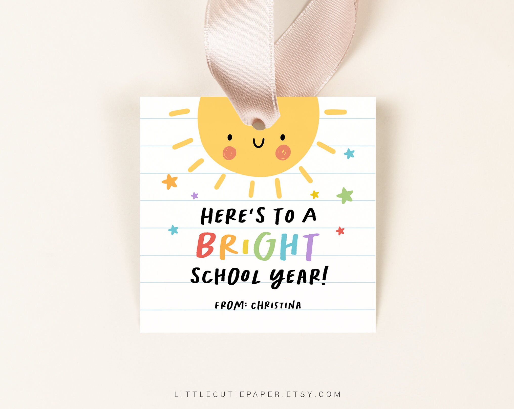 Editable Here's to a Bright School Year Tag, First Day School Tag ...