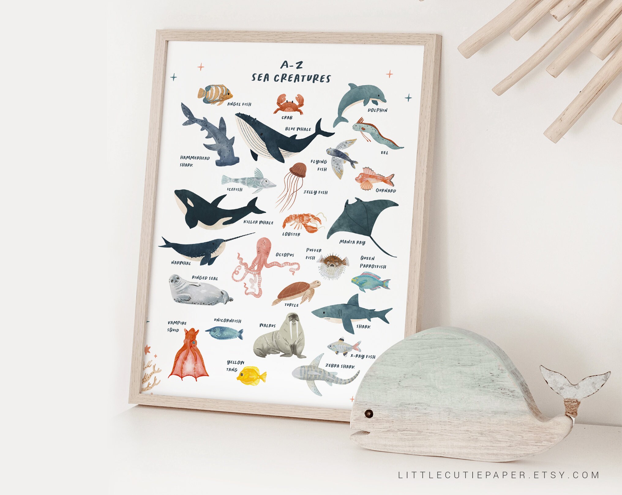 Sea Animal Alphabet Poster Digital Download, Beach Alphabet Poster ...