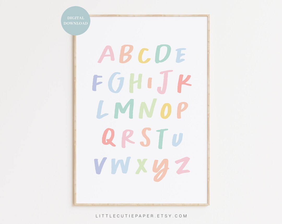 Rainbow ABC Poster Digital Download, Rainbow Alphabet Chart Wall Art ...