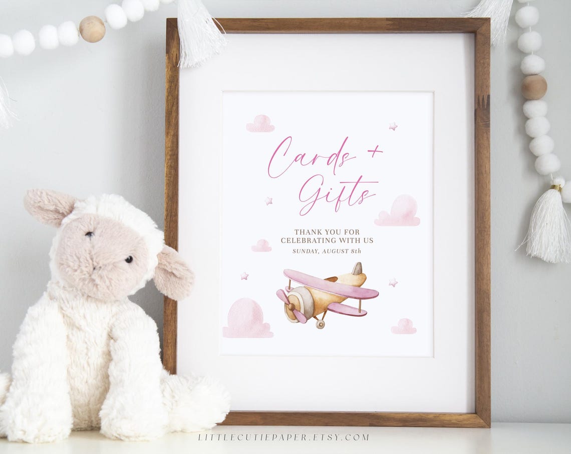 Editable Pink Airplane Sign Template, Birthday Sign, Customized Plane ...