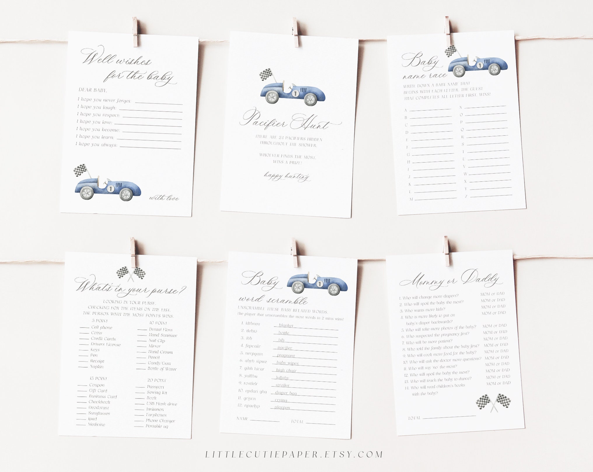 Editable 12 Race Car Baby Shower Games Bundle, Printable Oh Boy Baby ...
