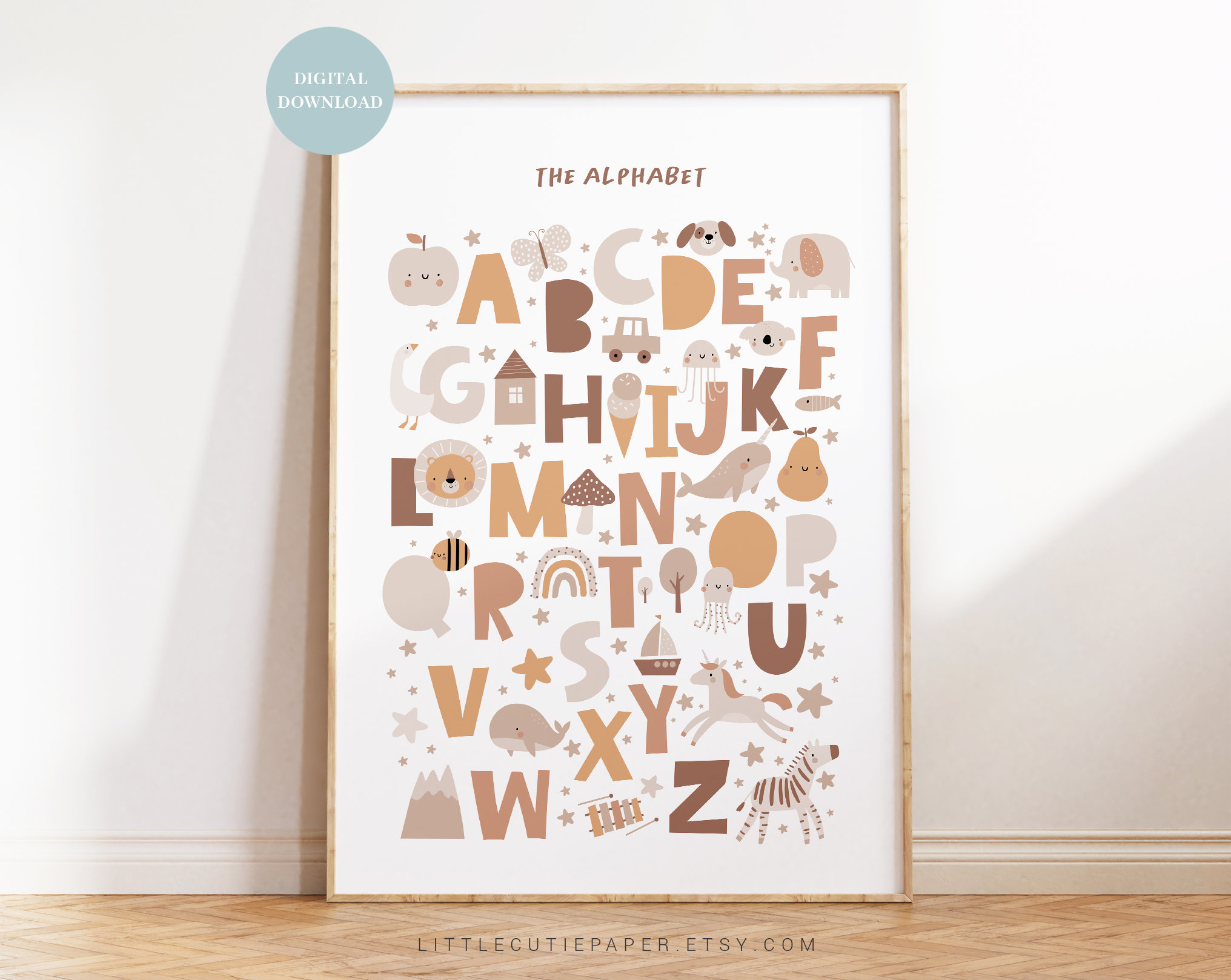 Boho Alphabet Print Digital Download, Boho Alphabet Poster, Boho ...