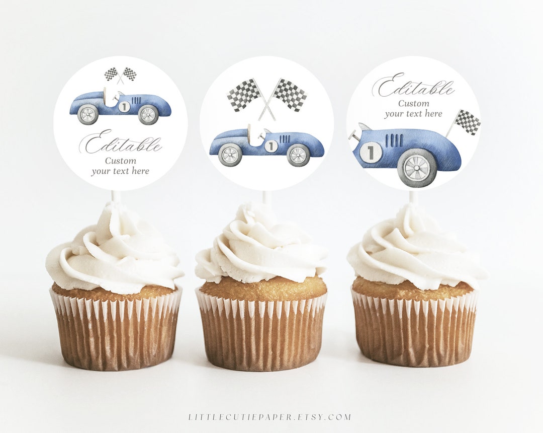 Editable Race Car Cupcake Toppers Template, Racing Car Cake Toppers for ...