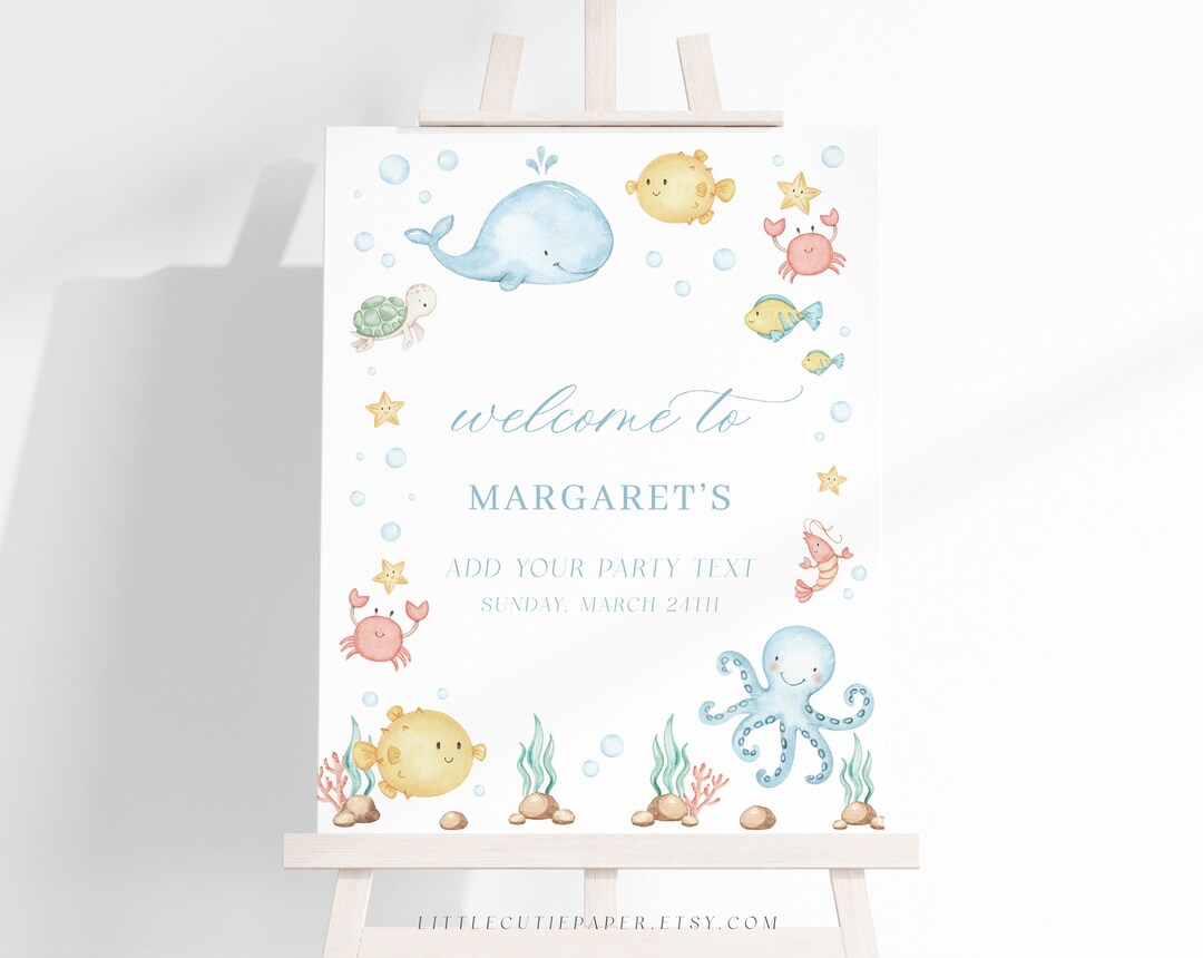 Editable Under the Sea Welcome Sign Template, Ocean Birthday Welcome ...