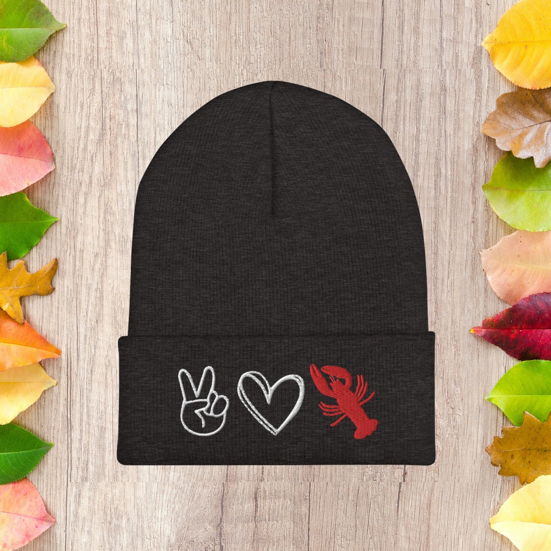Crawfish Season Beanie Hat, Peace Love Crayfish Hat, Crawfish Crawdad ...