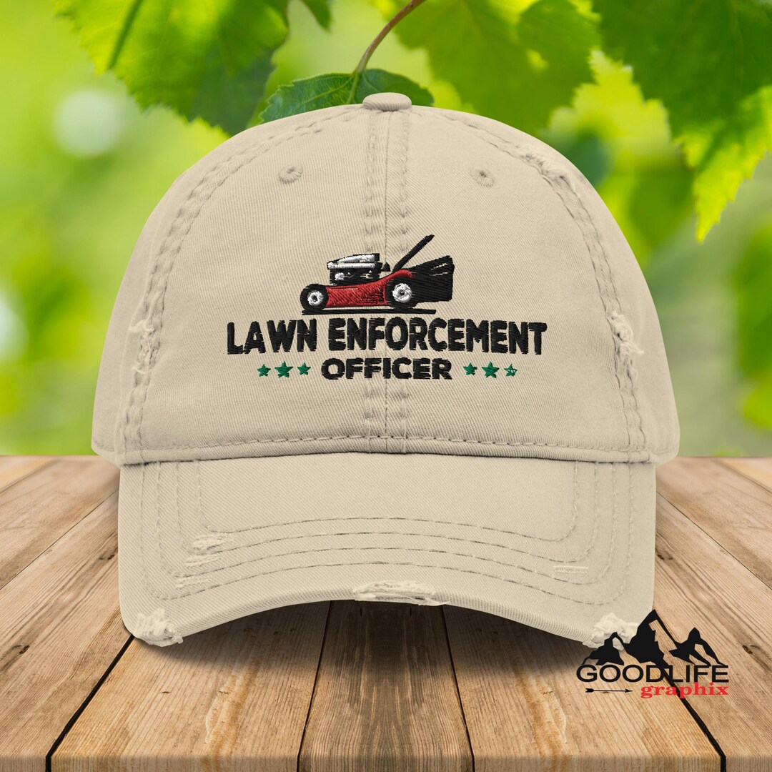 Lawn Enforcement Hat, Mowing the Lawn Hat, Gardening, Landscaper Hat ...