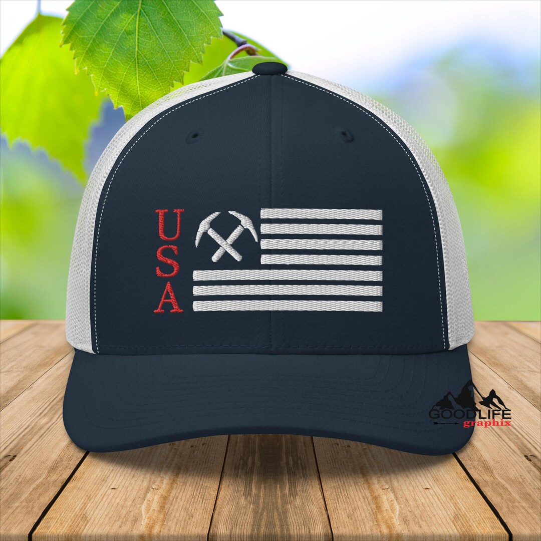 Miner's Mining Flag Hat, Rock Mining, Exploring Caves, Coworker Gift ...