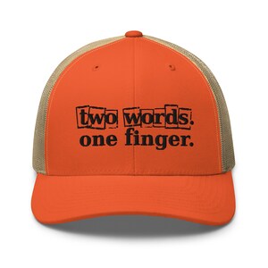 Two Words One Finger Hat, Funny Hat, Sarcastic Hat, the Outdoors Hat ...