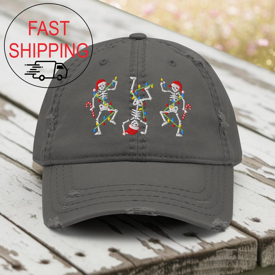 Dancing Skeleton Hat, Holiday Hat, Santa Skeleton Baseball Cap, Team ...