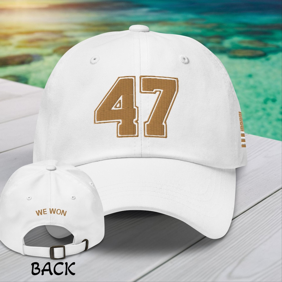 MAGA Gold Embroidered Hat: Trump 47 We Won With a Customizable Back ...