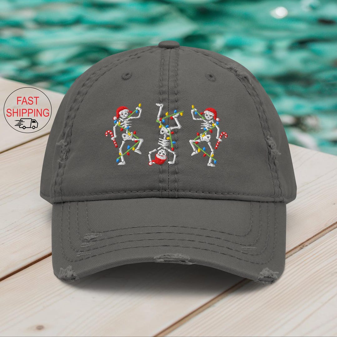 Dancing Skeleton Hat, Holiday Hat, Santa Skeleton Baseball Cap, Team ...