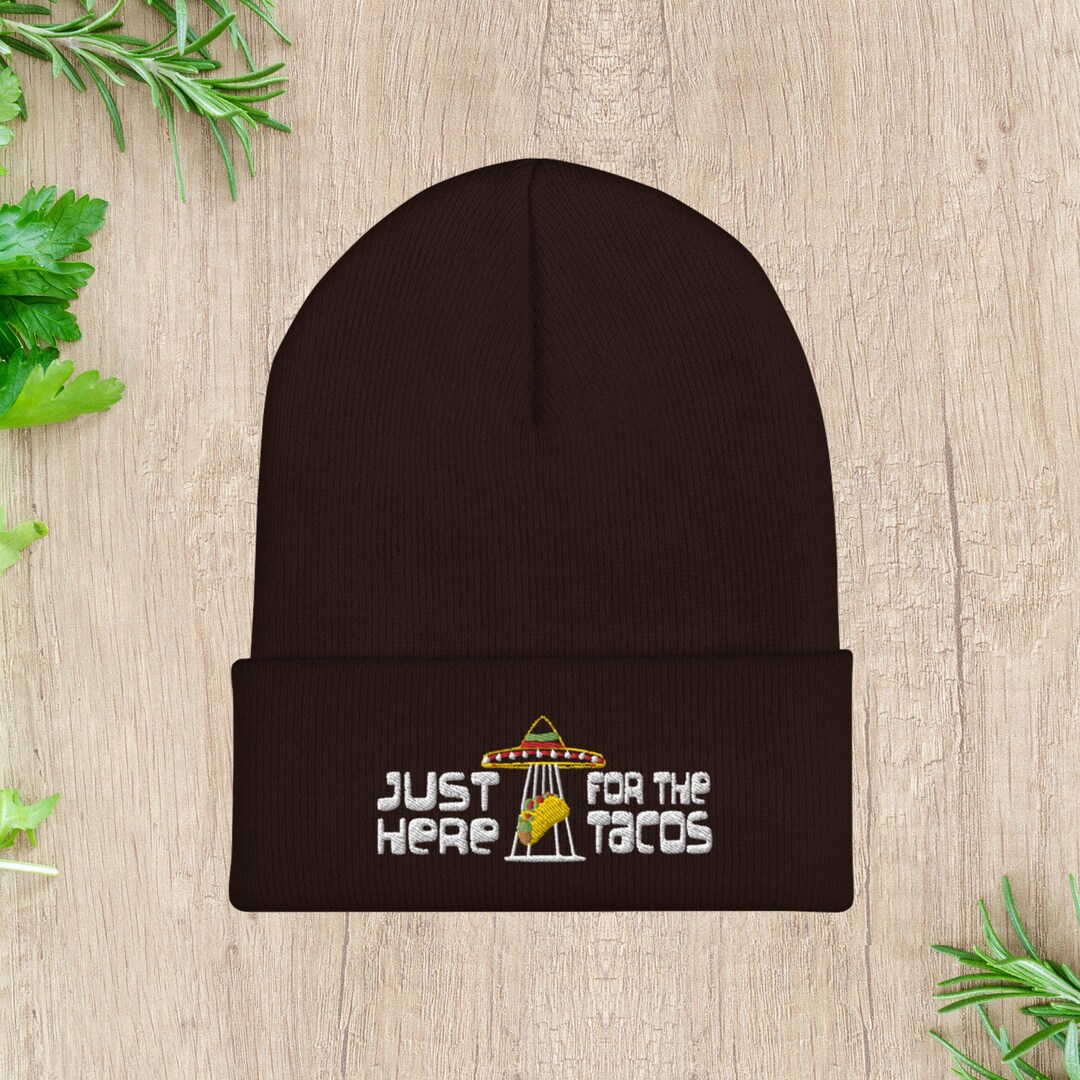 Alien UFO Beanie Hat, UFO Sombrero Beanie, Just Here for the Tacos ...