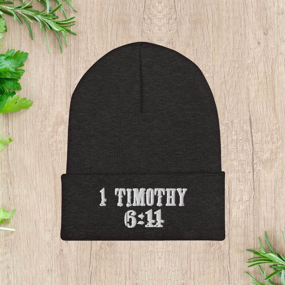 1 Timothy 6:11 Bible Verse Beanie Hat, Christian Bible Beanie, Man of ...
