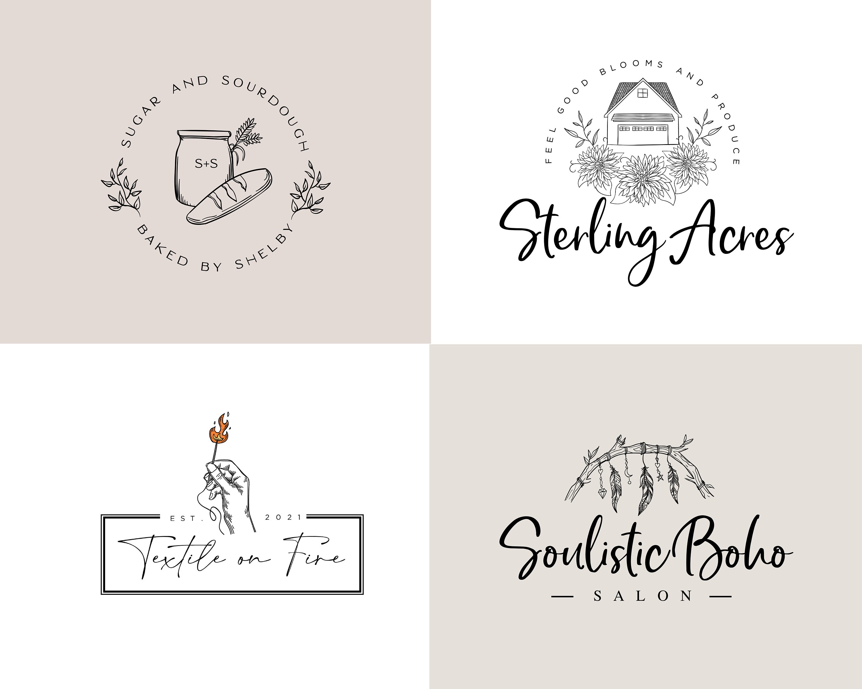 Custom Hand Drawing Logo Design Botanical Logo Floral Logo | Etsy