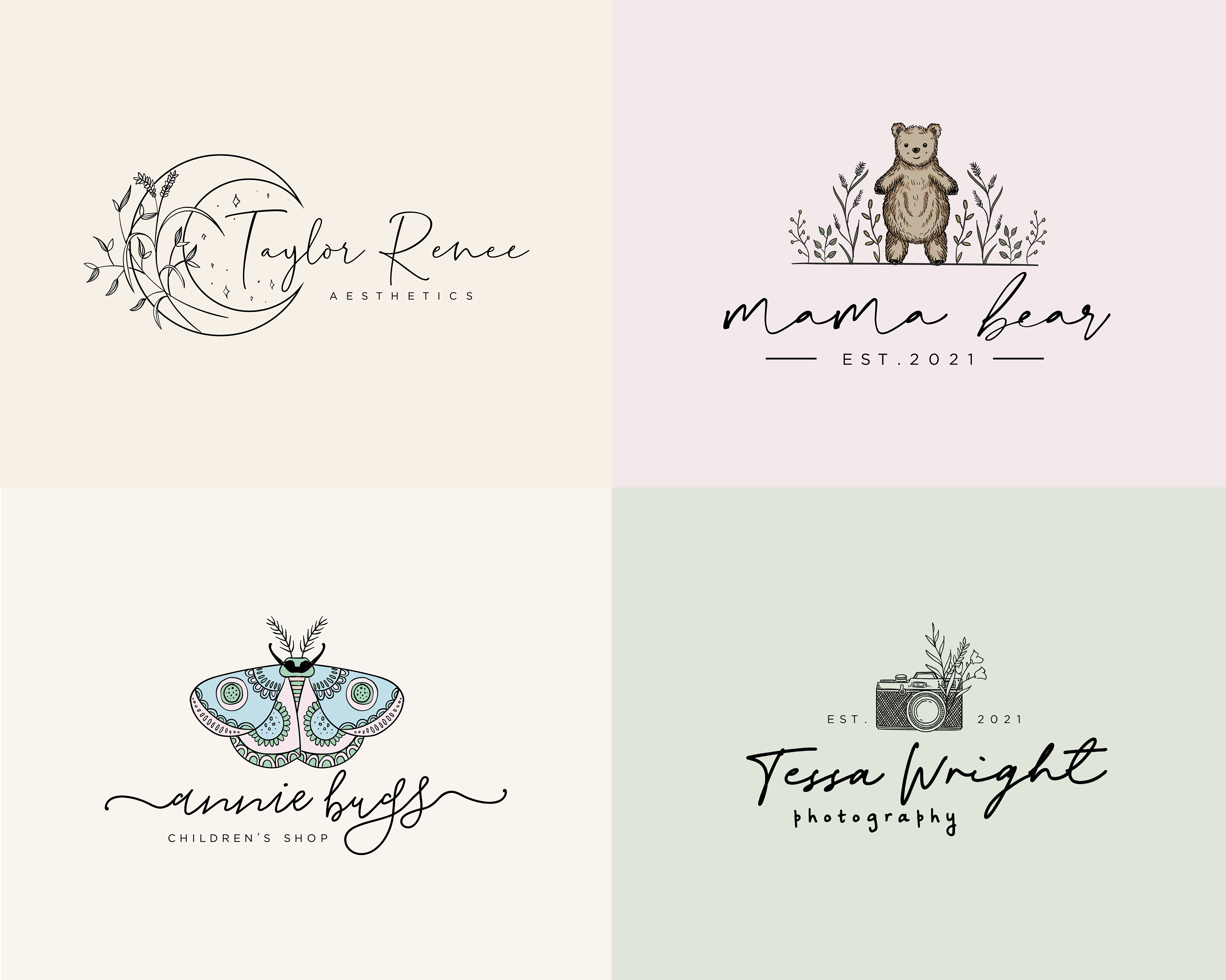 Custom Hand Drawing Logo Design Botanical Logo Floral Logo | Etsy