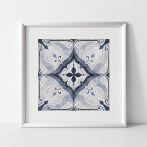 Blue & White Mediterranean Tile Wall Art - Set of 4 Prints - Etsy