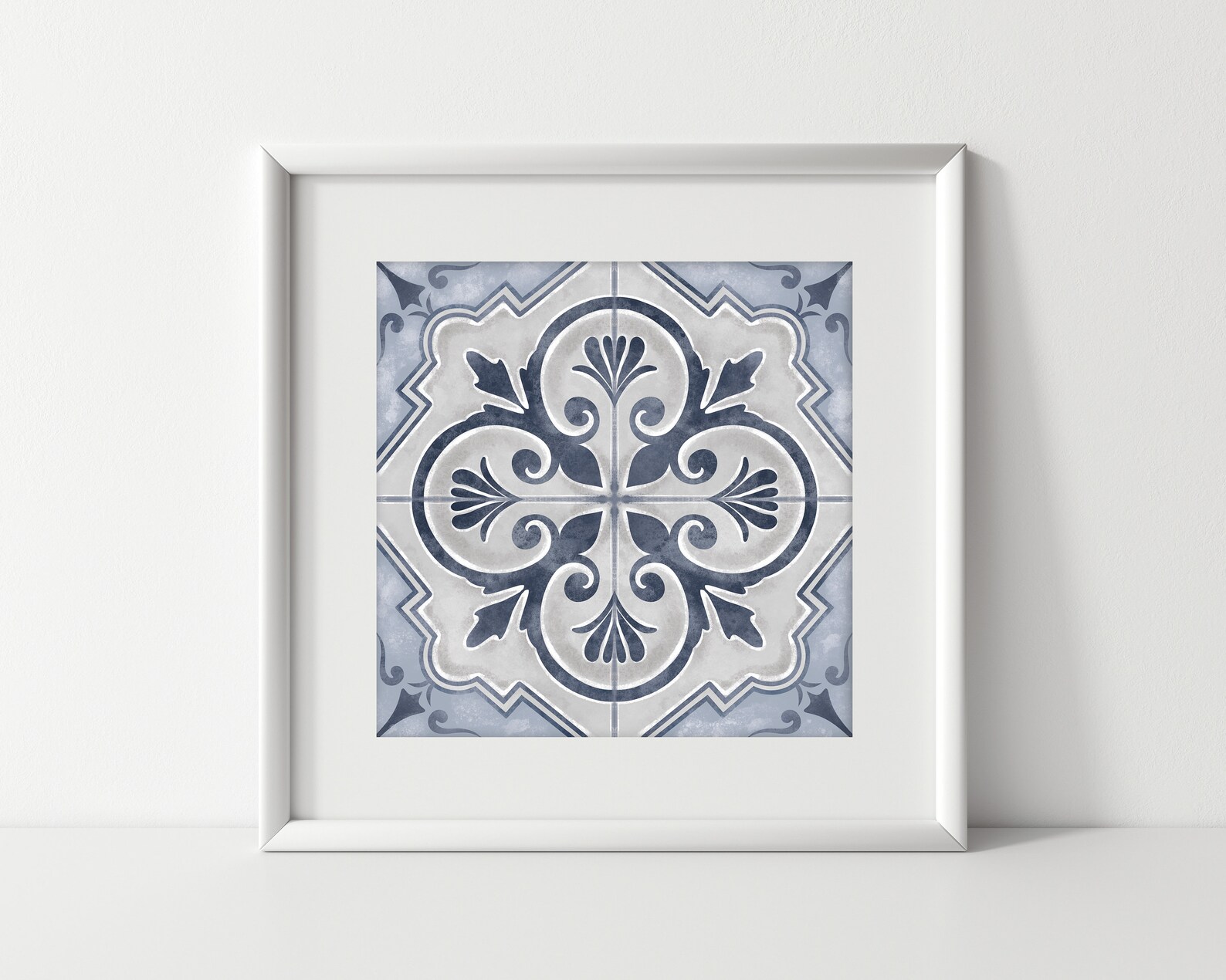 Blue & White Mediterranean Tile Wall Art Set of 4 Prints - Etsy