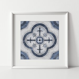 Blue & White Mediterranean Tile Wall Art Set of 4 Prints - Etsy