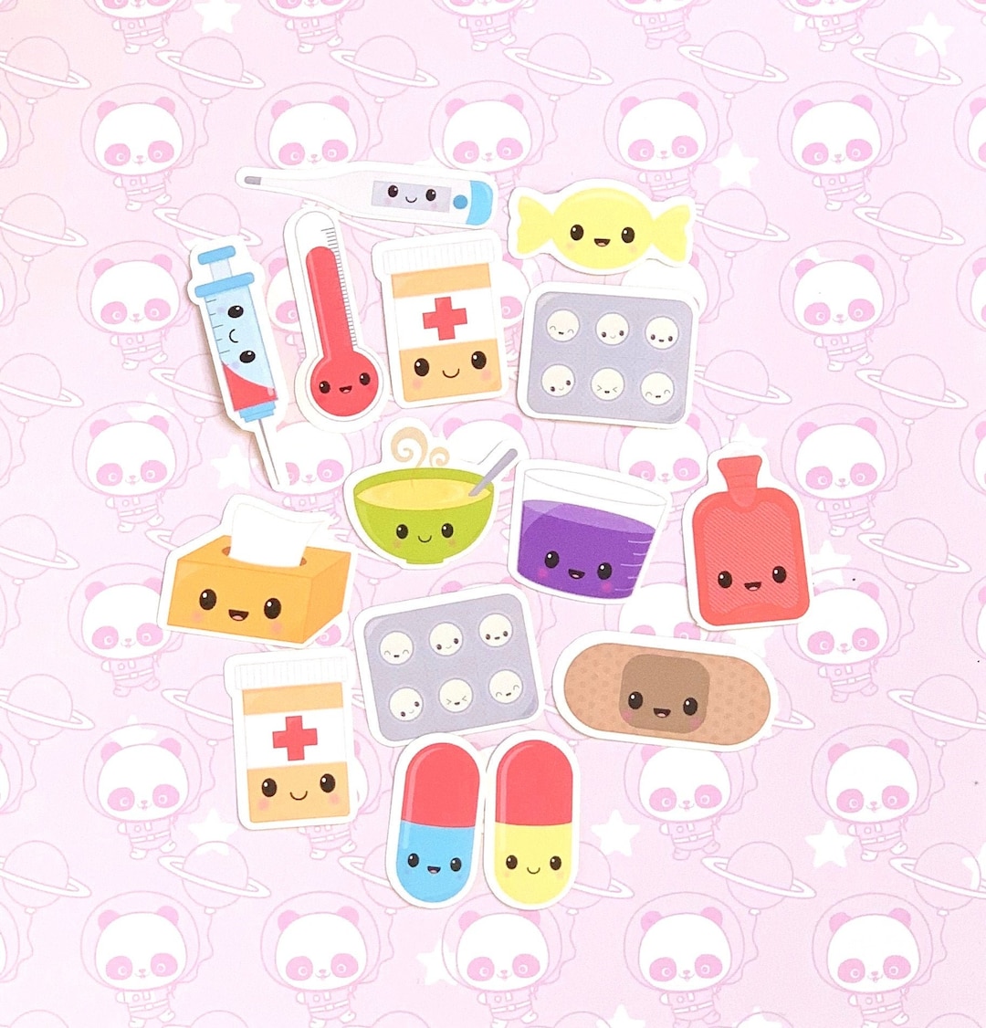 30 Pack Paper Kawaii Sick Day Stickers - Etsy
