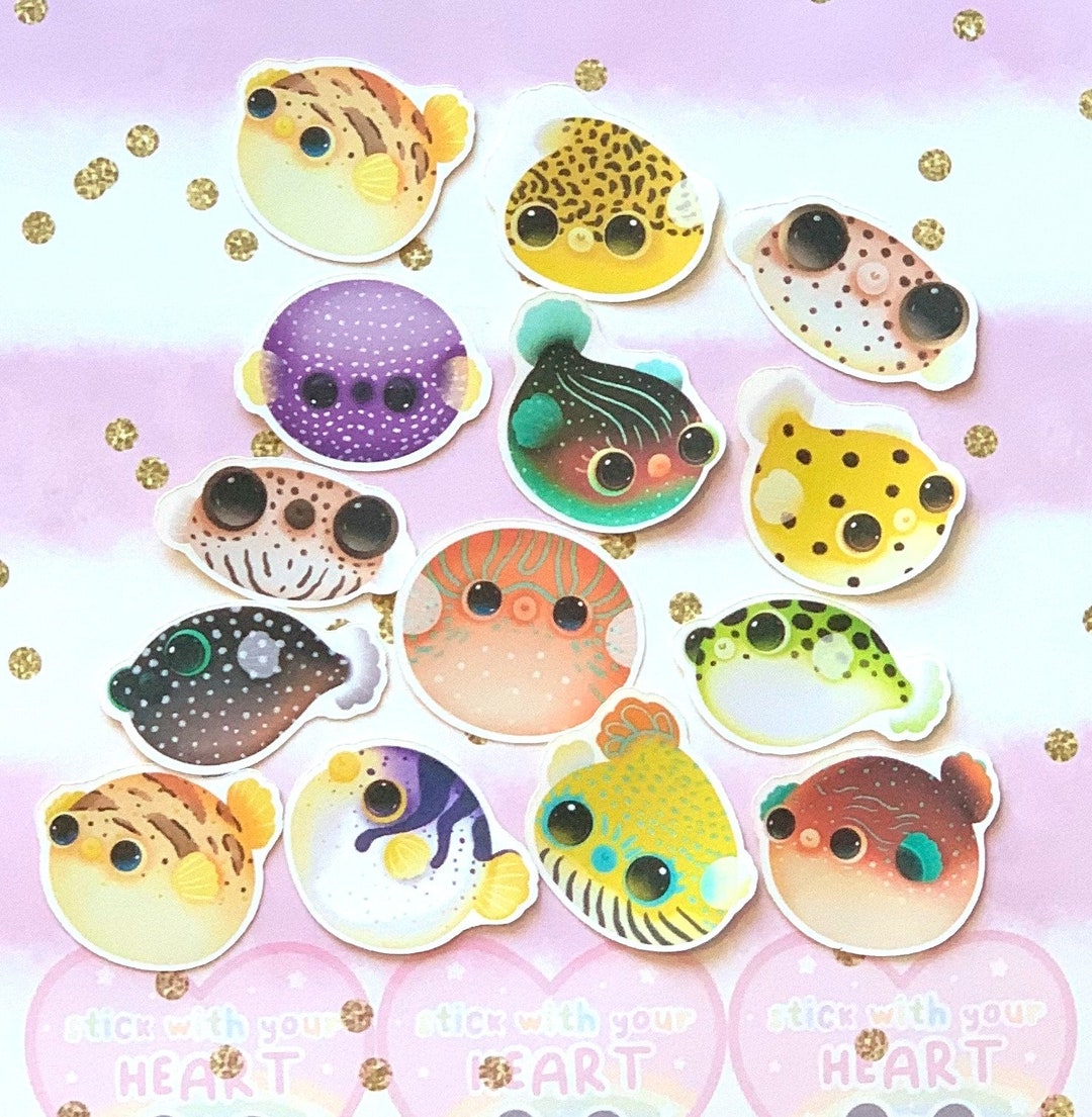 30 Pack Paper Kawaii Puffer Fish Stickers - Etsy