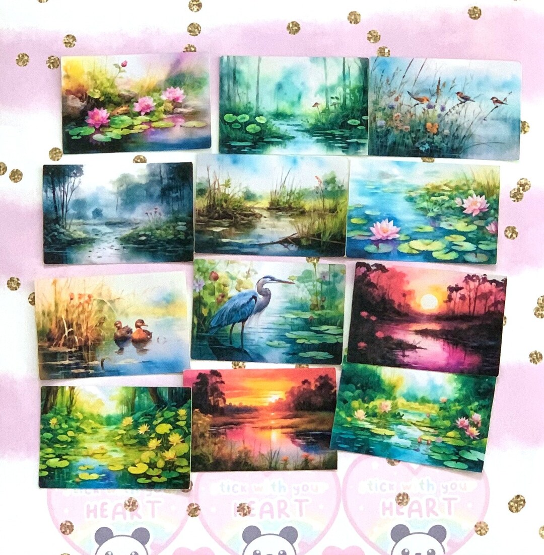 25 Pack Paper Swamp/pond Landscape Sticker Strips - Etsy