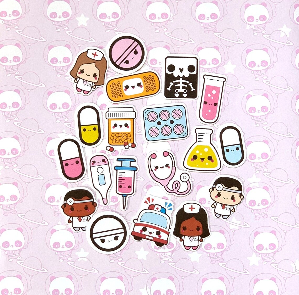 Buy 40 Pack Paper Kawaii Medical Hospital Doctor Stickers Online in ...