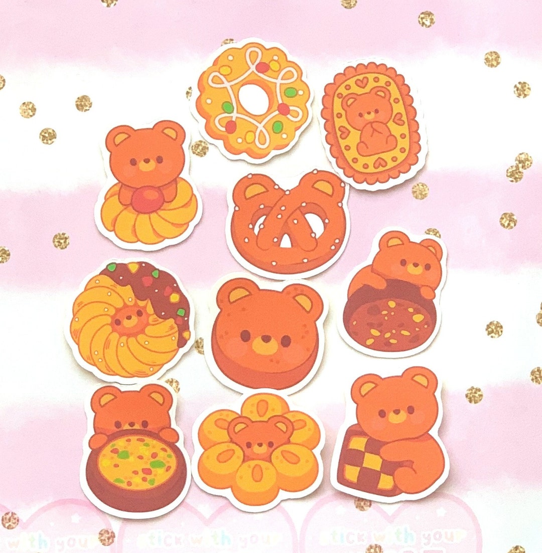30 Pack Paper Kawaii Bear Bread Bakery Stickers Set - Etsy