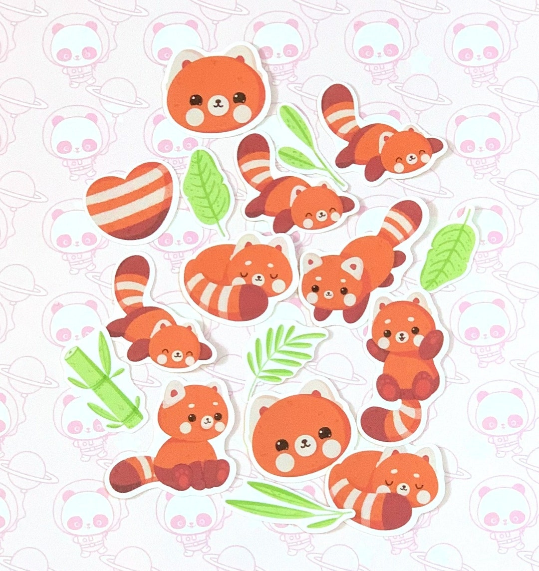30 Pack Paper Kawaii Red Panda Animal Stickers SET. 2 - Etsy