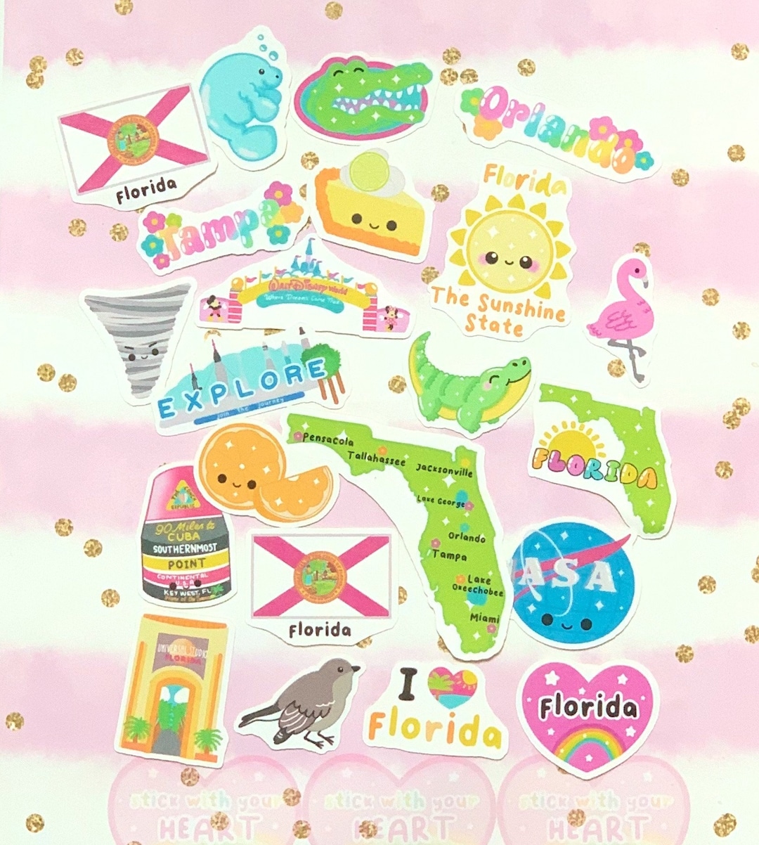 30 Pack Paper Cute Florida State Stickers - Etsy
