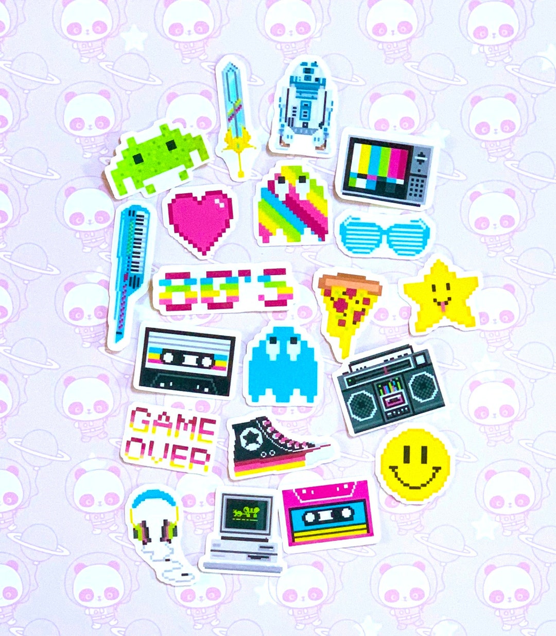 35 Pack Paper 80s Pixel Party Retro Stickers - Etsy