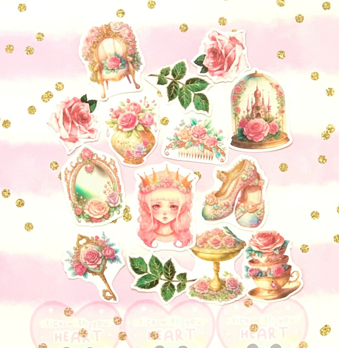 28 Pack Paper Pink Princess Fairytale Stickers - Etsy
