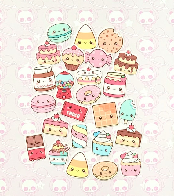 40 Pack Paper Kawaii Cakes and Candy Stickers - Etsy