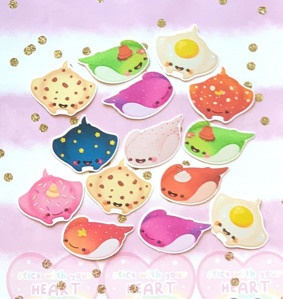 30 Pack Paper Kawaii Fun Stingrays Stickers - Etsy