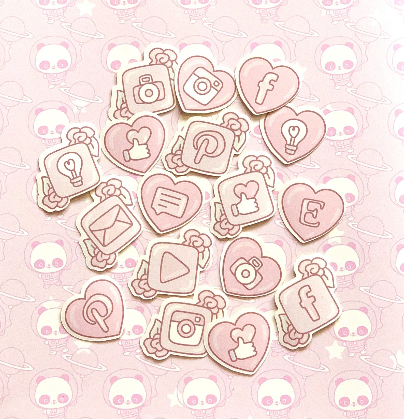 30 Pack Paper Pastel Social Media Icons Stickers - Etsy