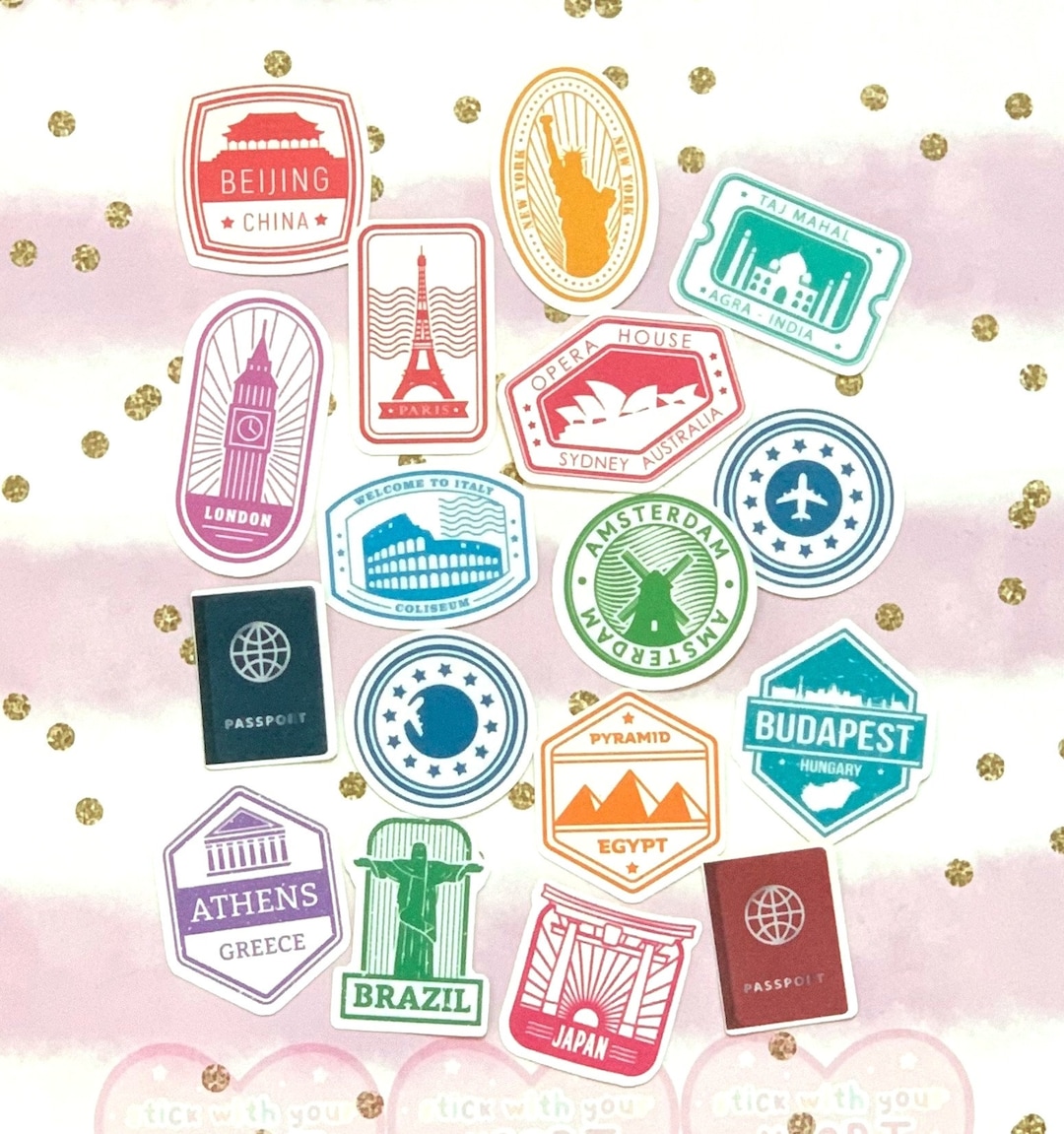 30 Pack Paper Passport Destination Stamp Stickers - Etsy