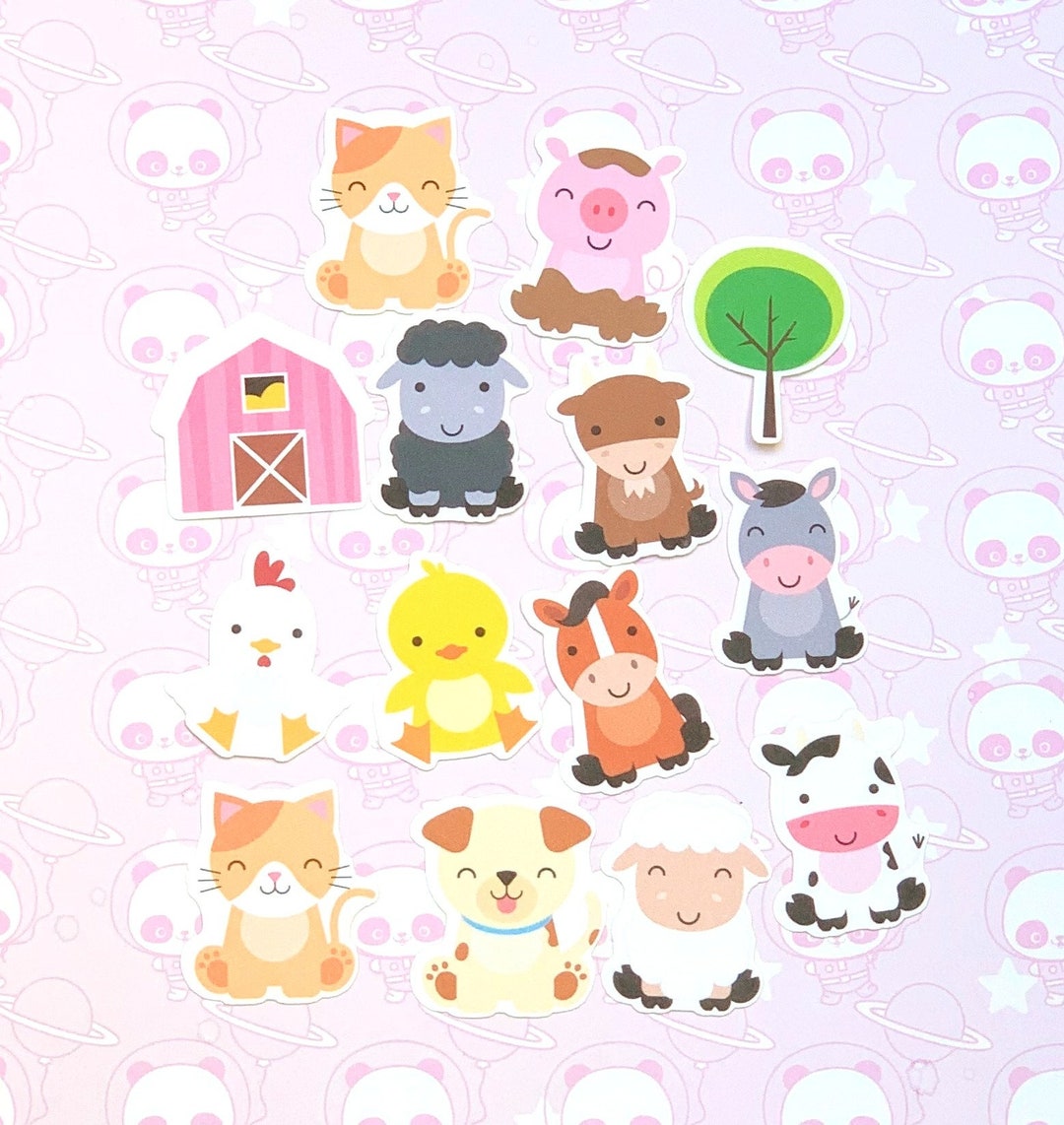 30 Pack Paper Kawaii Farm Animals Stickers - Etsy