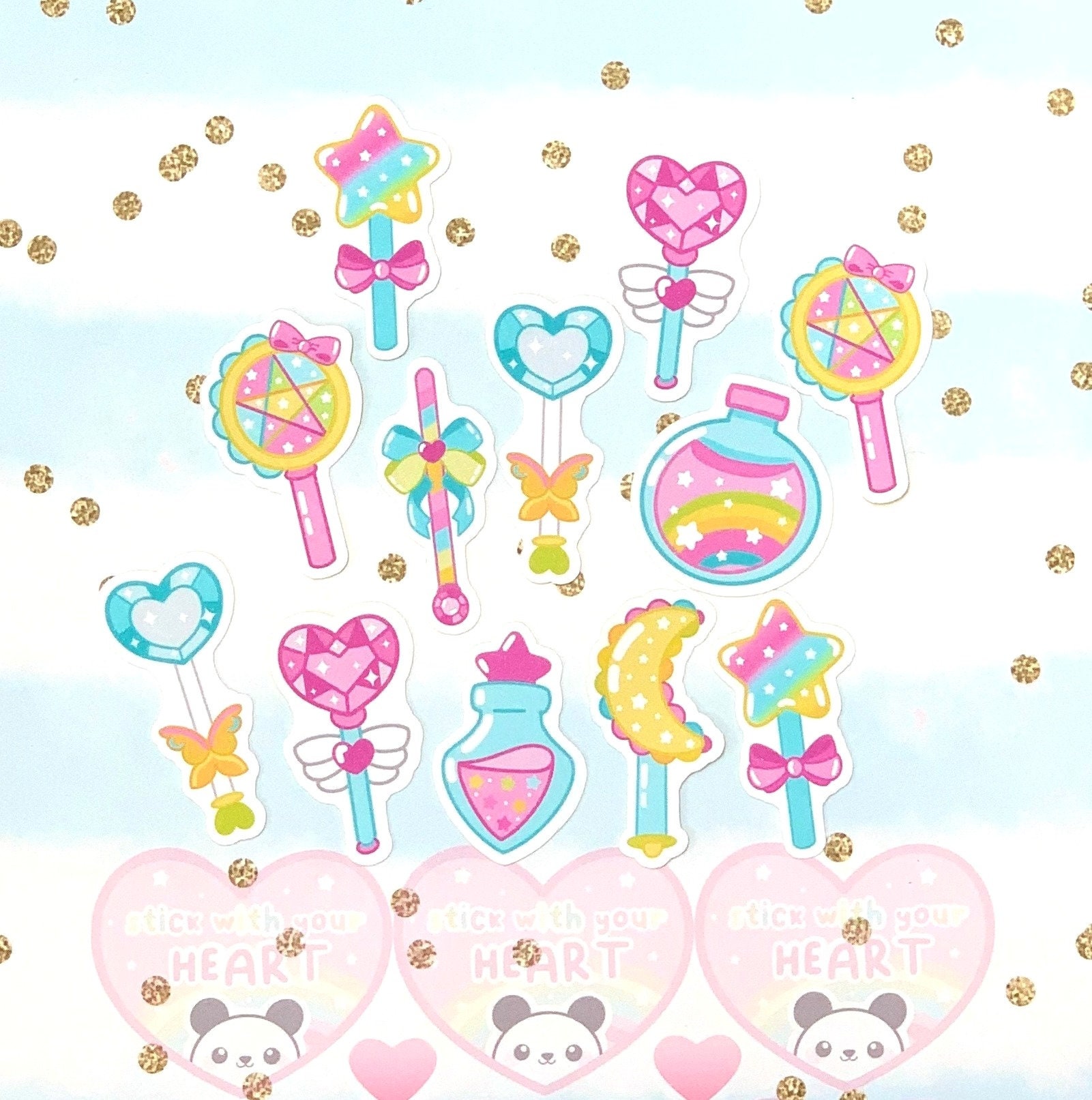 30 Pack Paper Kawaii Magic Wands Pastel Goth Witchcraft - Etsy