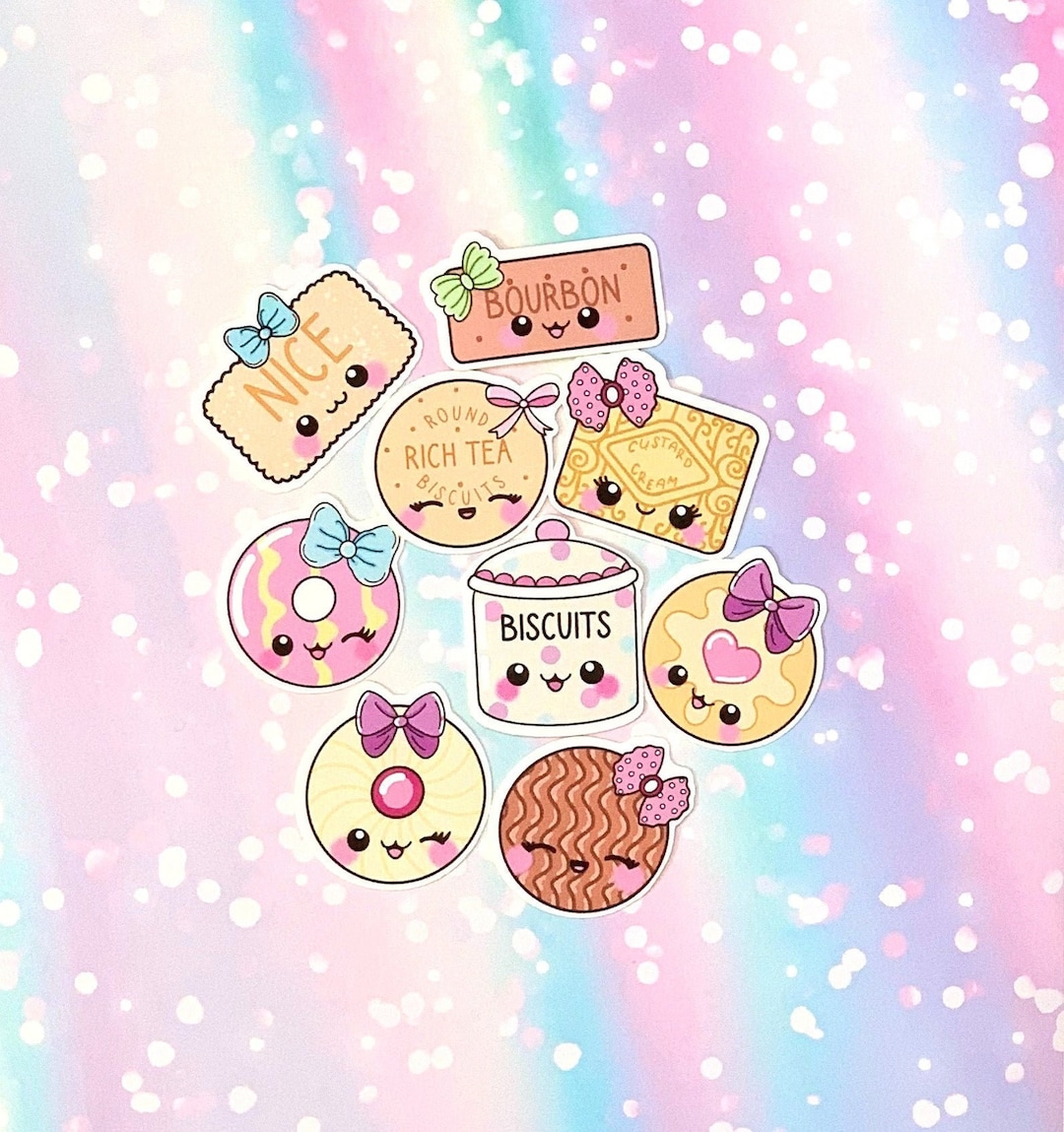 20 Pack Paper Kawaii British Biscuits Stickers - Etsy