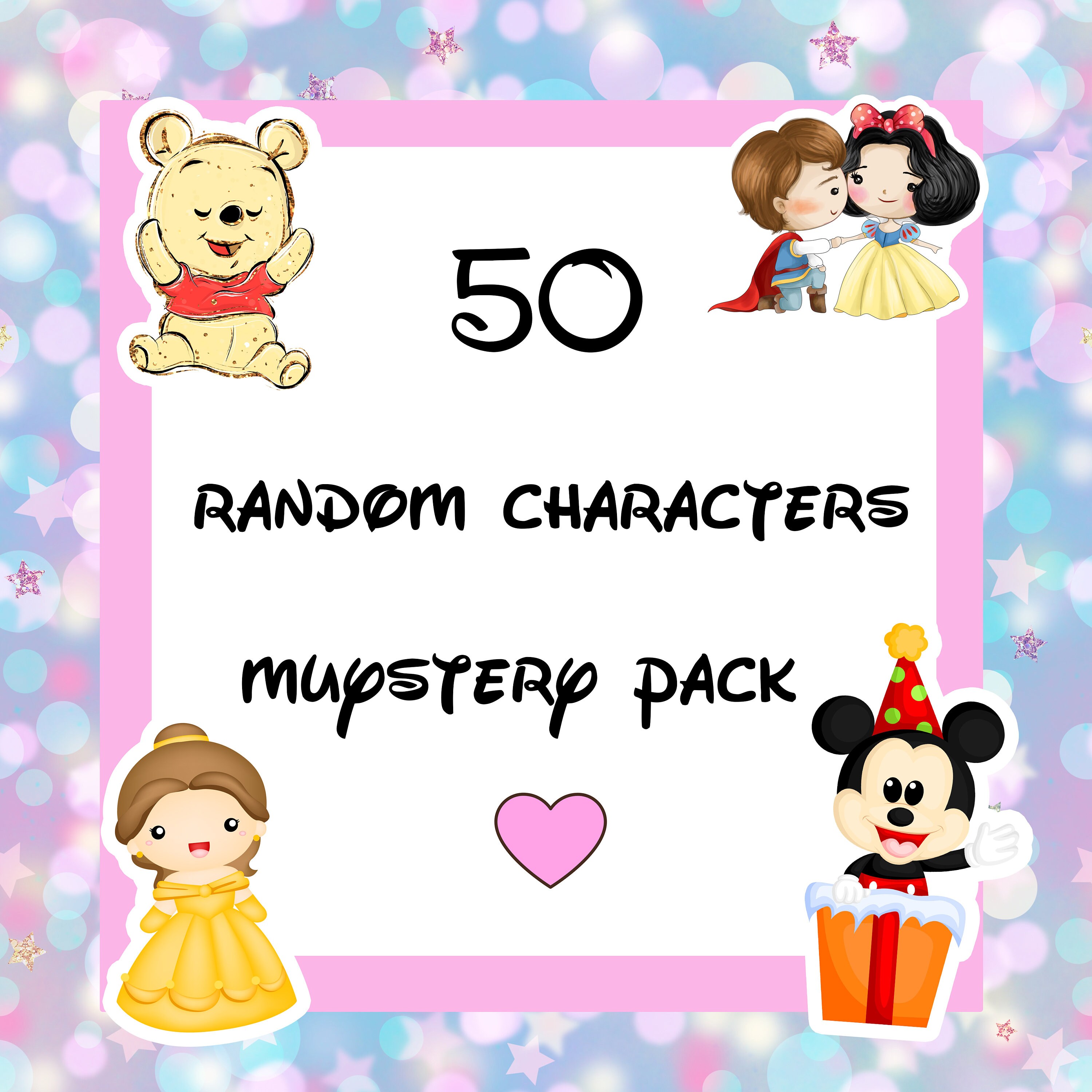 50 Paper Kawaii Magical Kingdom Inspired Character Mystery Pack ...